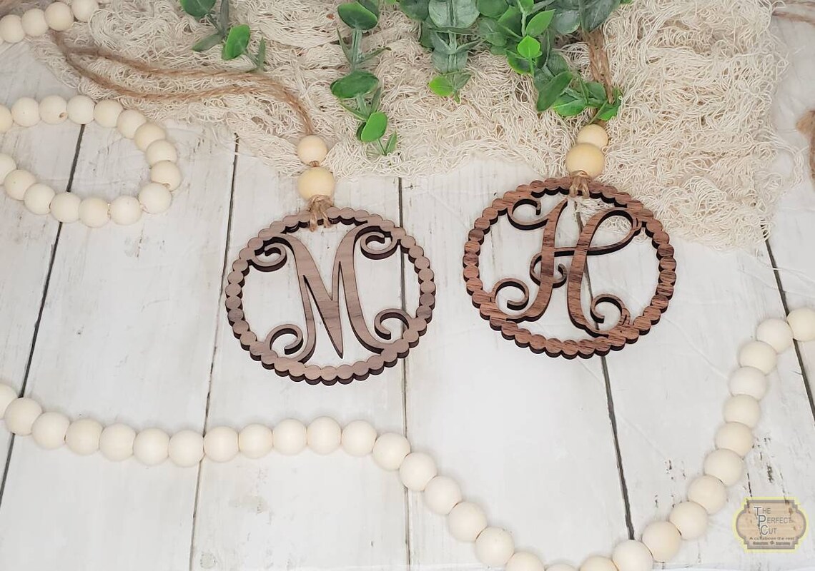 Scalloped Wooden Monogram Car Charm, Monogram Car Charm, Monogram Charm ...