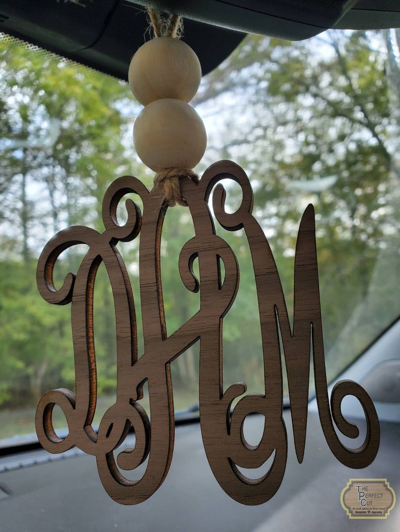 Wooden Monogram Car Charm Monogram Car Charm Monogram for - Etsy