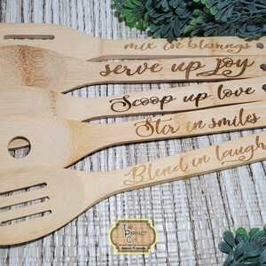 Personalized Bamboo Wooden Spoons,engraved Bamboo Spoons, Cooking Party ...