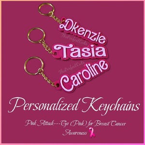 Name Keychain|breast Cancer Awareness Gifts|personalized Keychains|go ...
