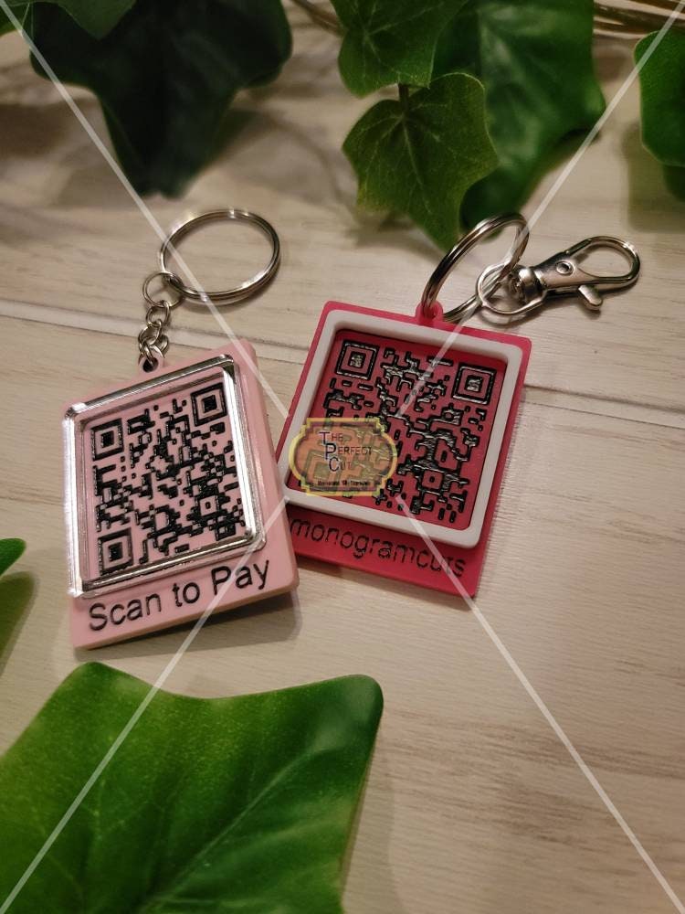 QR Code Scannable Keychainqr Code Keychainbusiness | Etsy
