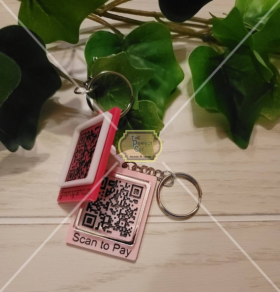 QR Code Scannable Keychainqr Code Keychainbusiness | Etsy