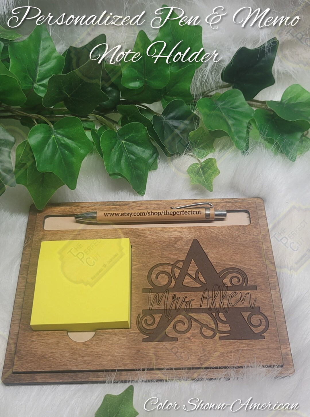 Pen and Sticky Note Holderpersonalized Sticky Note Holdermonogram ...