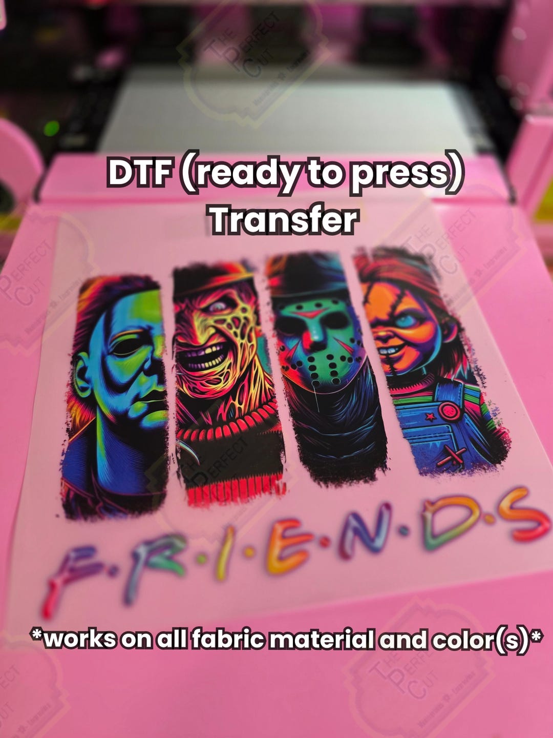Halloween Friends Neon DTF Transfer,horror Characters Killer DTF Ready ...
