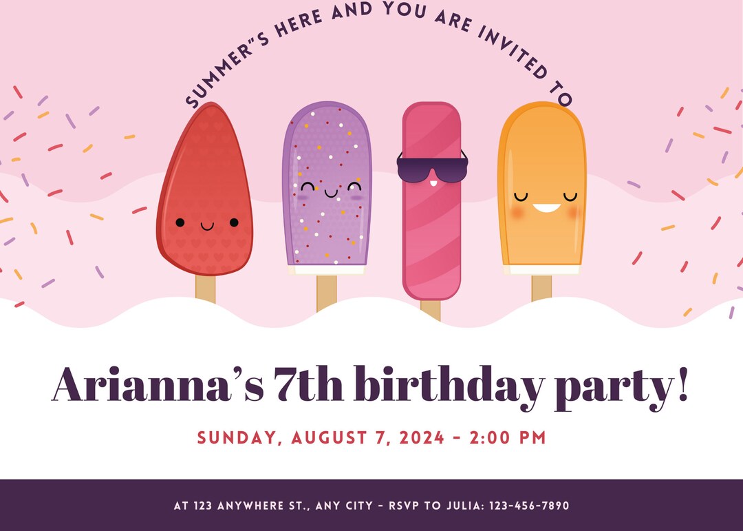 Summer Birthday Party Invitation Digital Download - Etsy