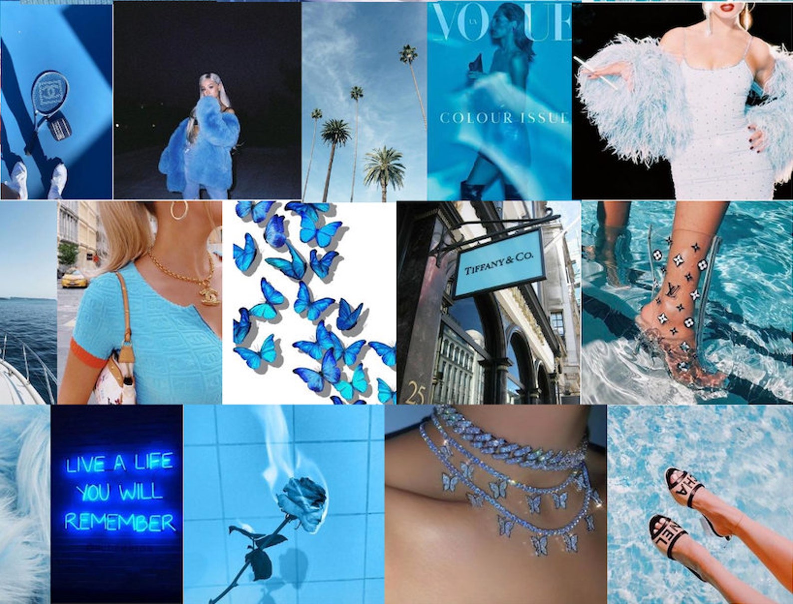 Boujee Blue Aesthetic Wall Collage Kit digital Download | Etsy