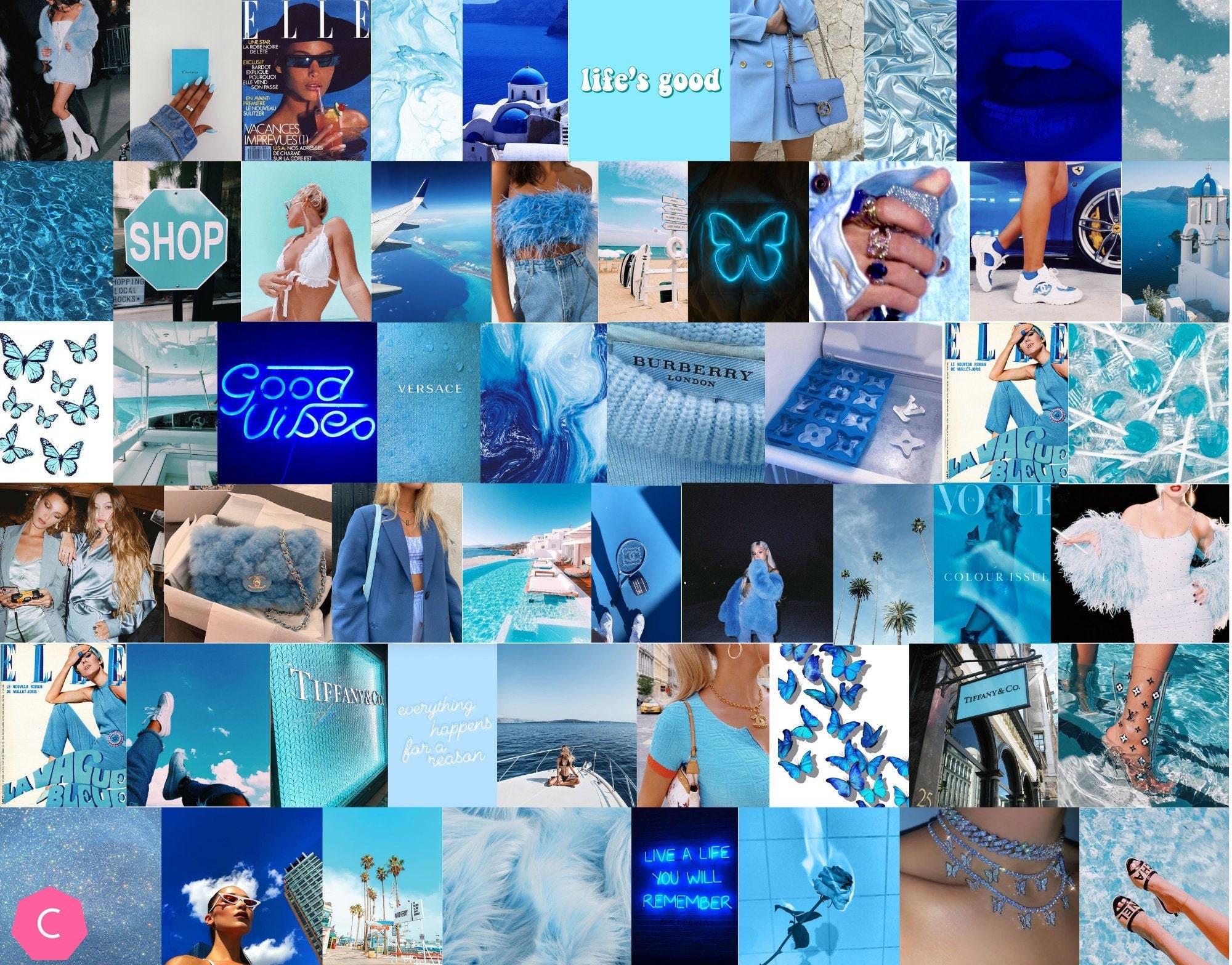 Boujee Blue Aesthetic Wall Collage Kit Digital Download Etsy Uk