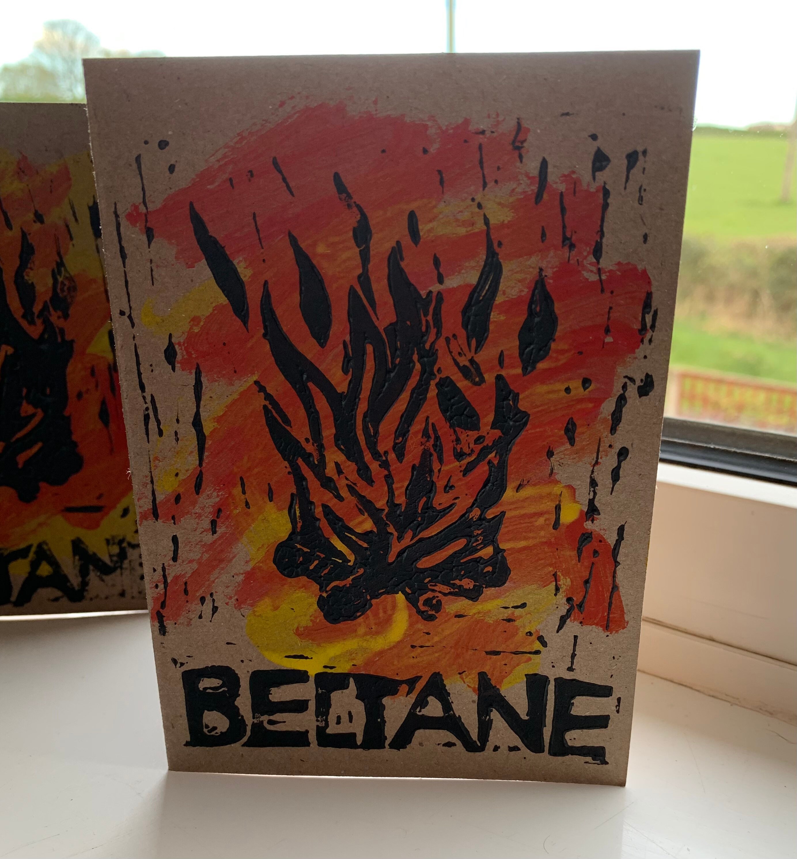 Beltane Card Lino Print Handmade - Etsy