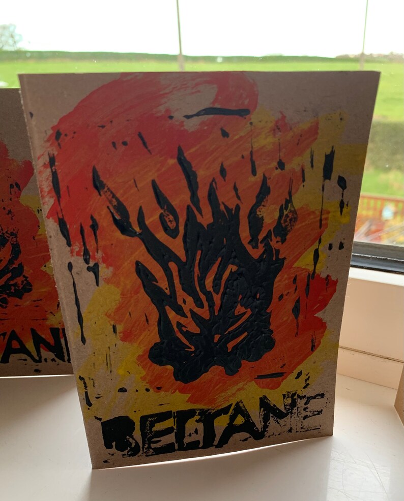 Beltane Card Lino Print Handmade - Etsy