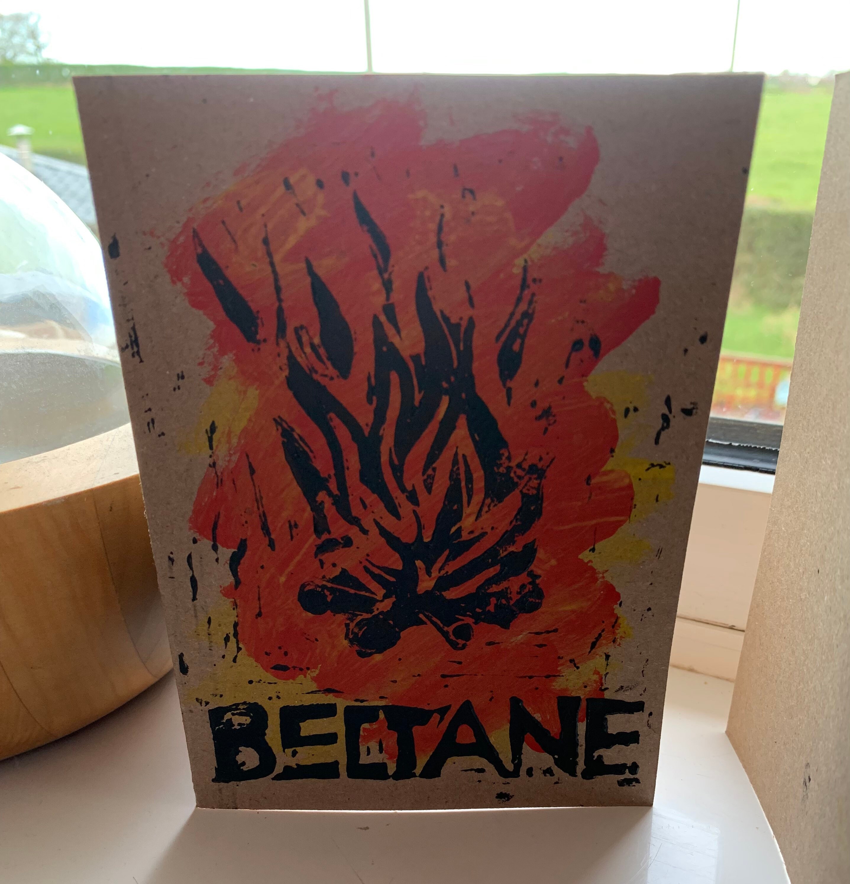 Beltane Card Lino Print Handmade - Etsy