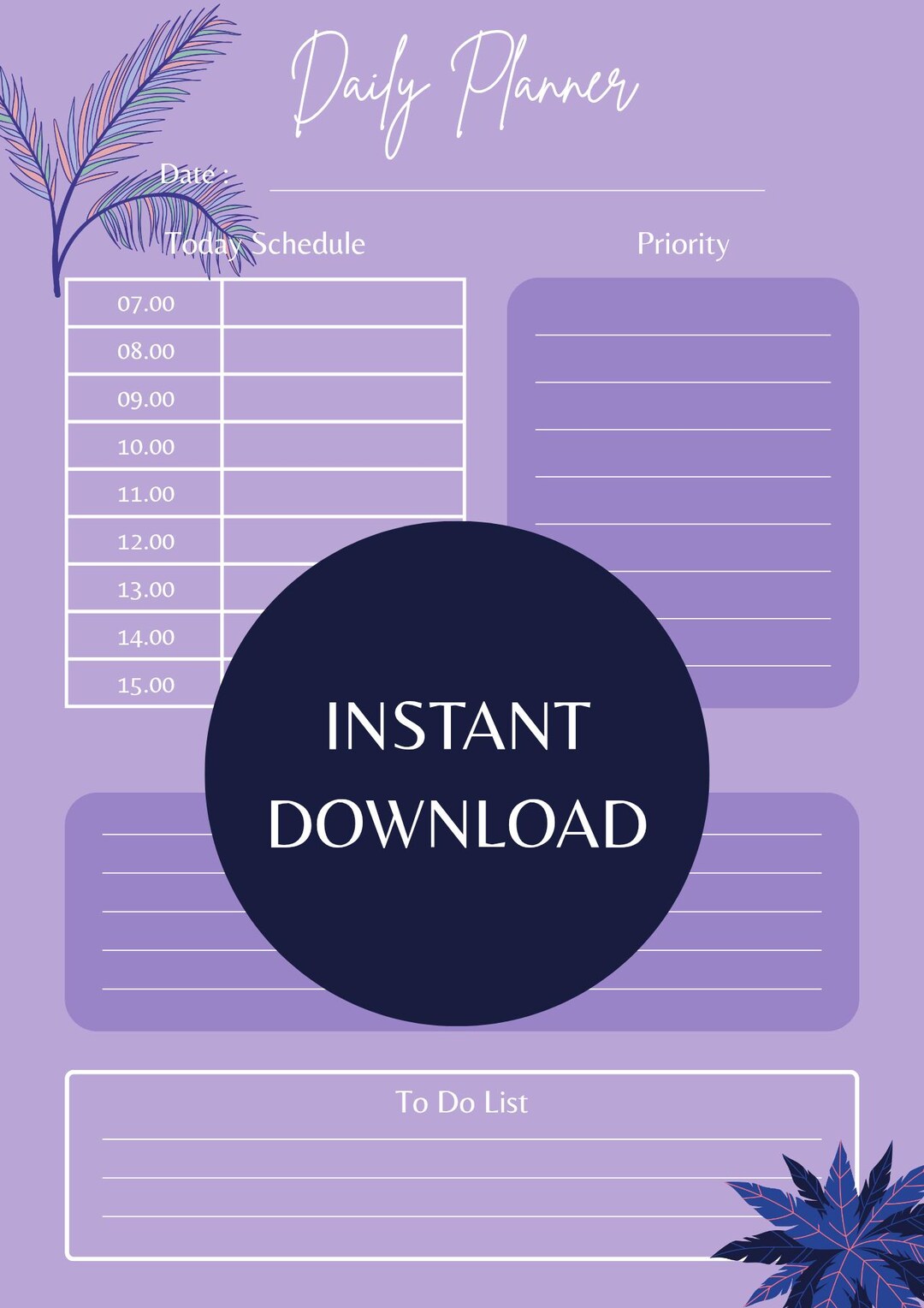 Daily to Do List Planner, Printable, Daily Routine, Daily Schedule - Etsy
