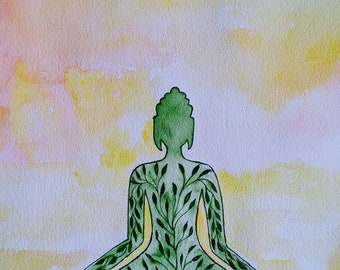 Watercolor Painting Original Painting 'Journey Within' Meditation ...