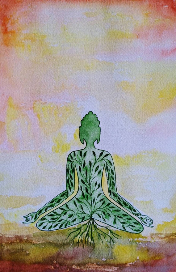 Watercolor Painting Original Painting 'Journey Within' Meditation ...