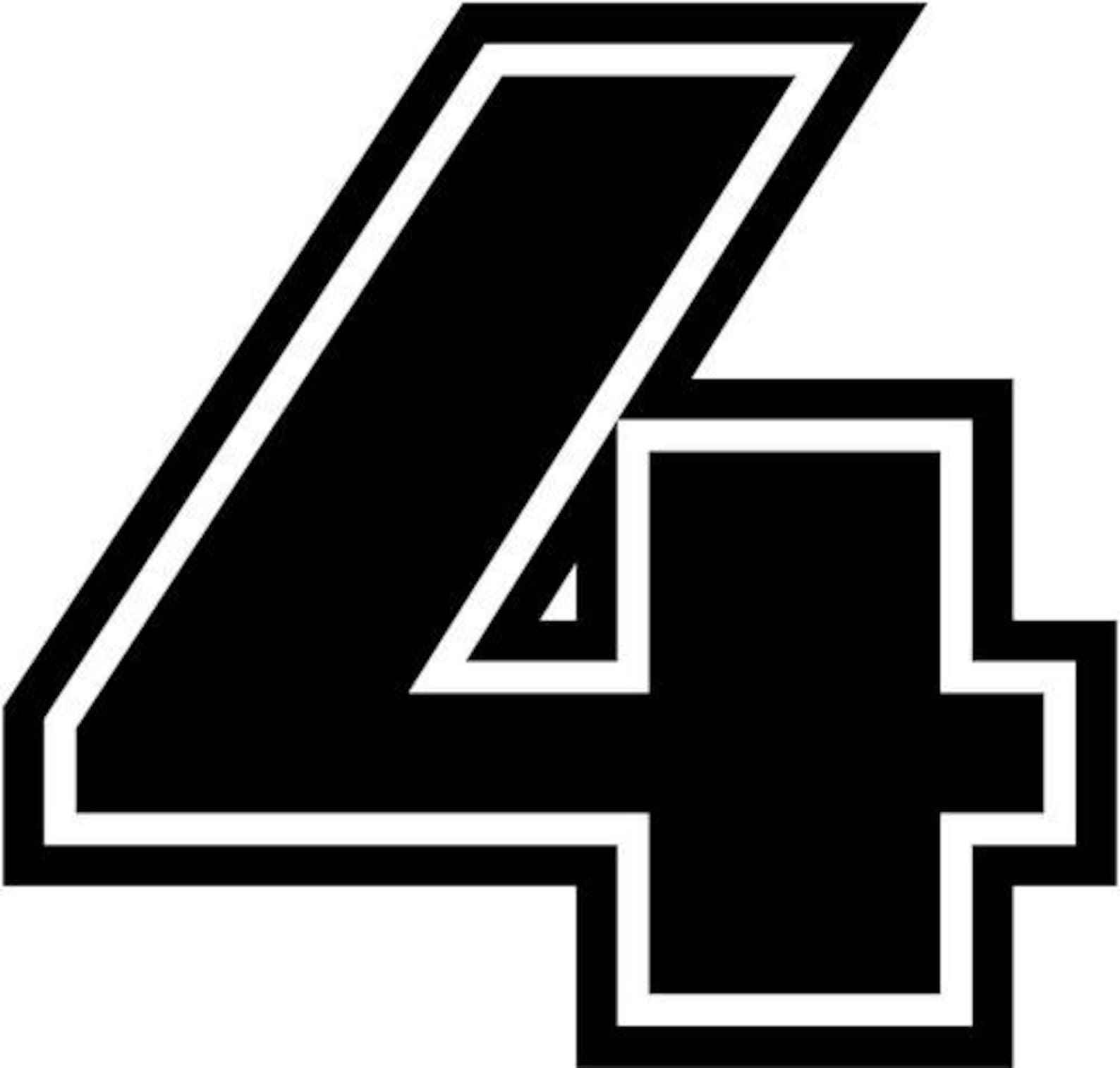 Racing Race Number 4 Four Die Cut Vinyl Decal Sticker for Go Kart Car ...