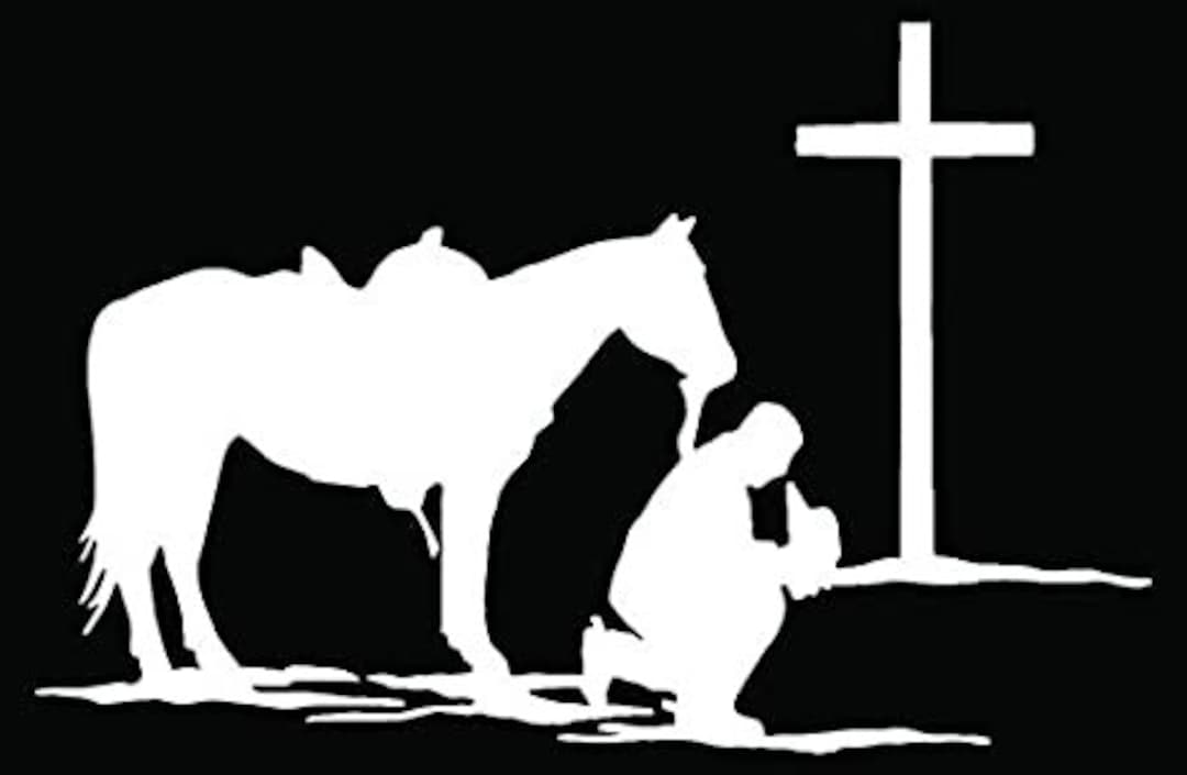 Christian Cowboy Horse Praying Car Truck Window Bumper Vinyl Graphic ...