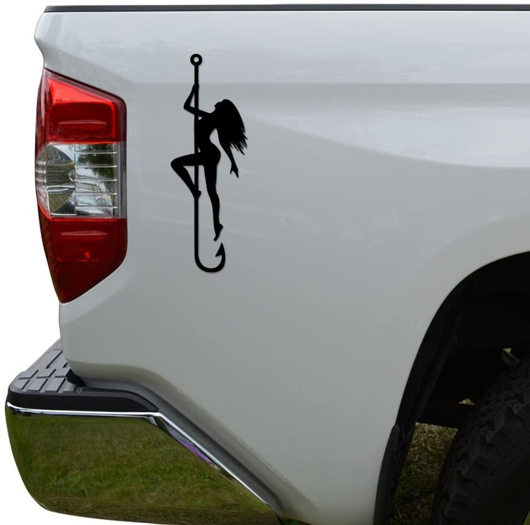 Hook on Fishing Sexy Stripper Die Cut Vinyl Decal Sticker for Car Truck ...