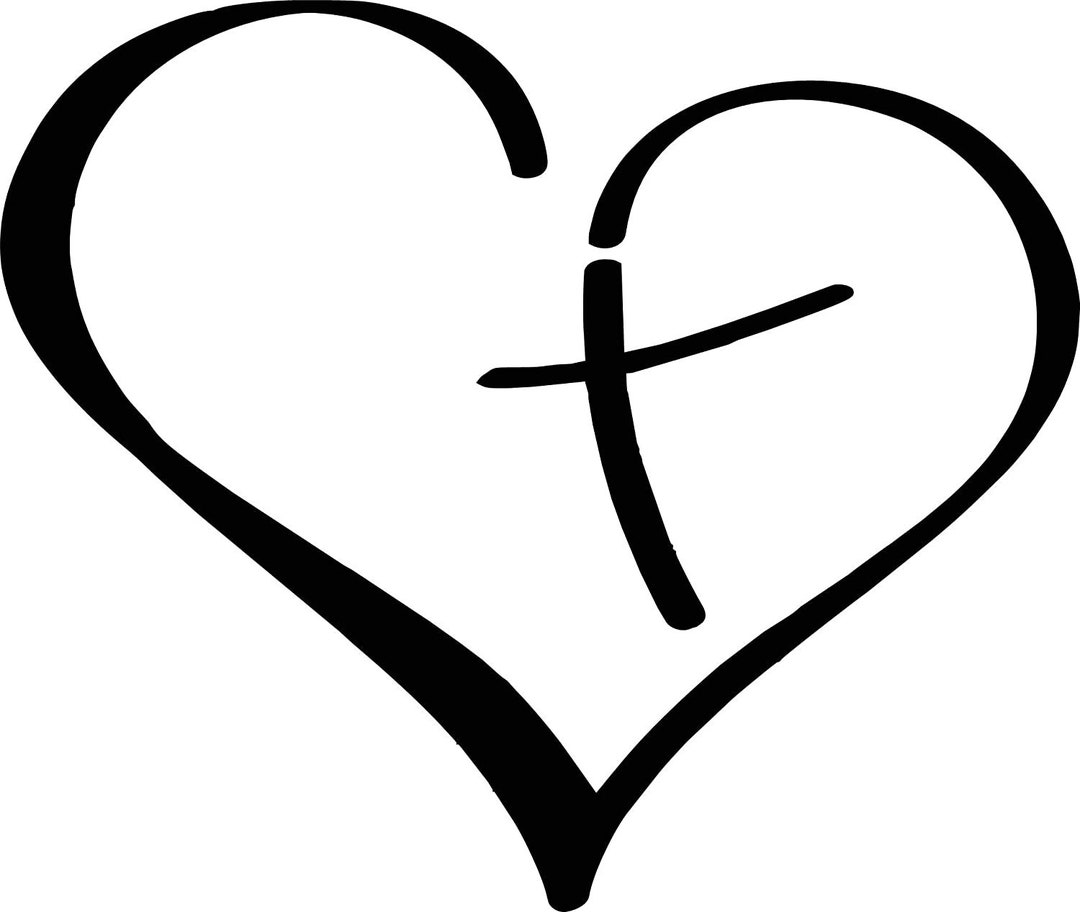 Heart With Cross in Center Decal Sticker Vinyl for Car Auto Christian ...