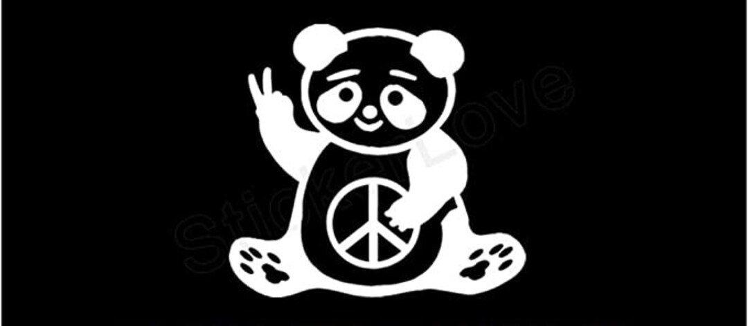 Cute Panda Peace Sign Car Truck Window Bumper Vinyl Graphic Decal ...