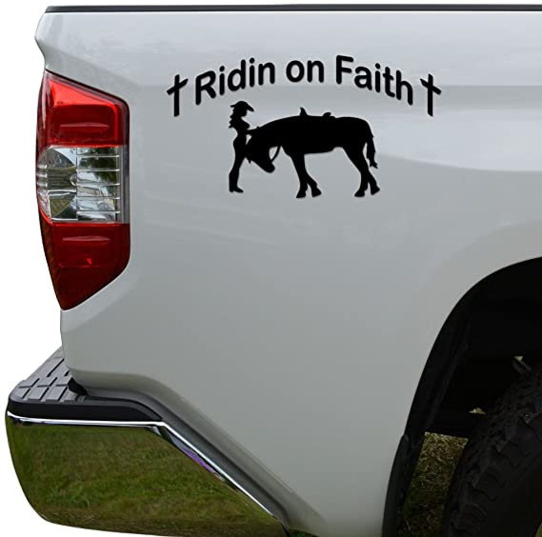 Riding on Faith Girl Horse Die Cut Vinyl Decal Sticker for Car Truck ...