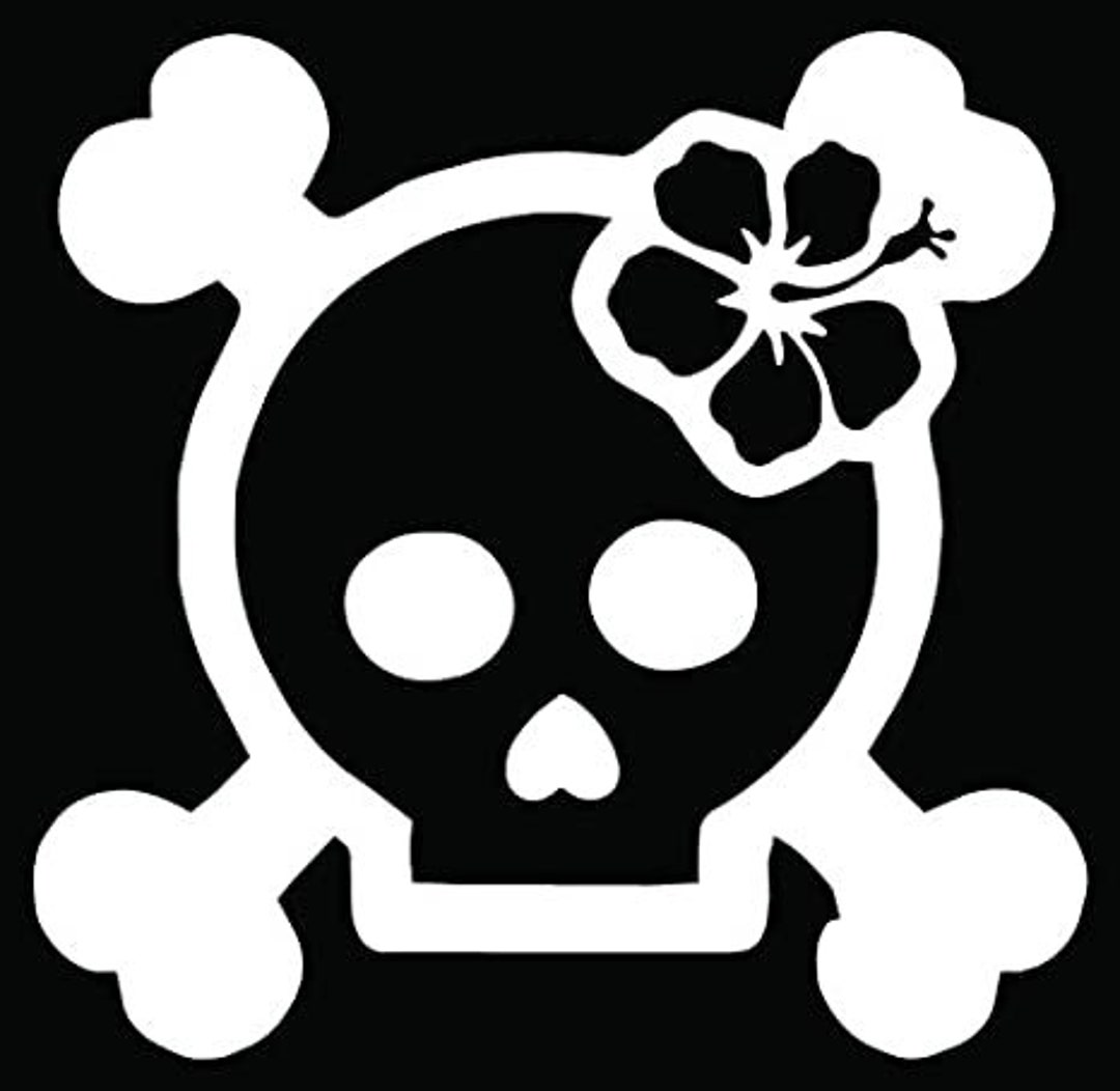 Hibiscus Flower Skull Bones Girl Car Truck Window Bumper Vinyl Graphic ...
