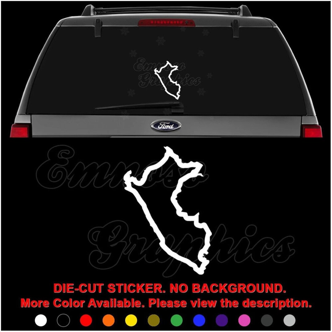 Peru Country Map Outline Decal Sticker for Car, Truck, Motorcycle ...