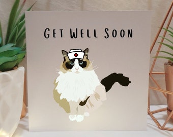 Cat Get Well Card | Etsy UK