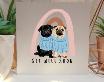 Pug Get Well Card - Etsy