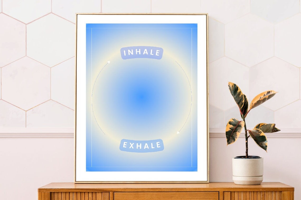 Inhale Exhale Print / Abstract Prints / Gradient Art / Meditation Wall ...