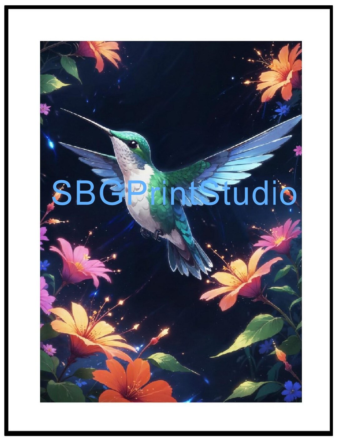 Humming Bird No1 WHITH Border, Craft Furniture Decals, Waterslide ...