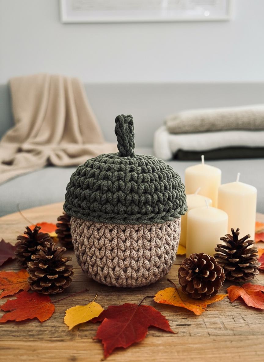 Crochet Acorn Basket Pattern PDF – DIY Storage Basket With Lid – Fall ...