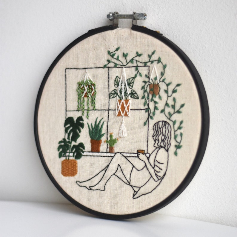 Plant Mom Embroidery Pattern PDF - Female Plant Monstera Beginner ...