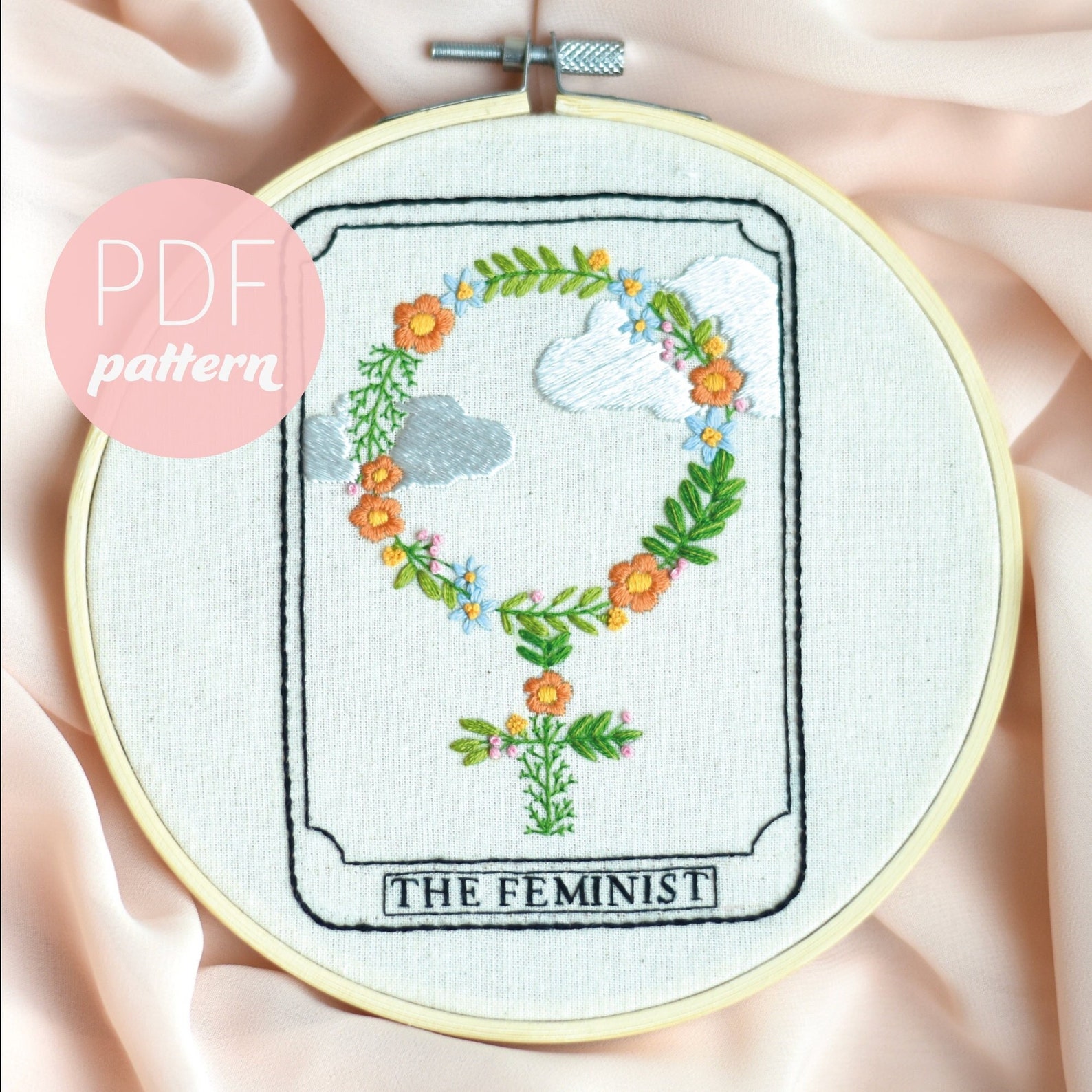 The Feminist Tarot Card Embroidery Female Floral Pattern - Etsy