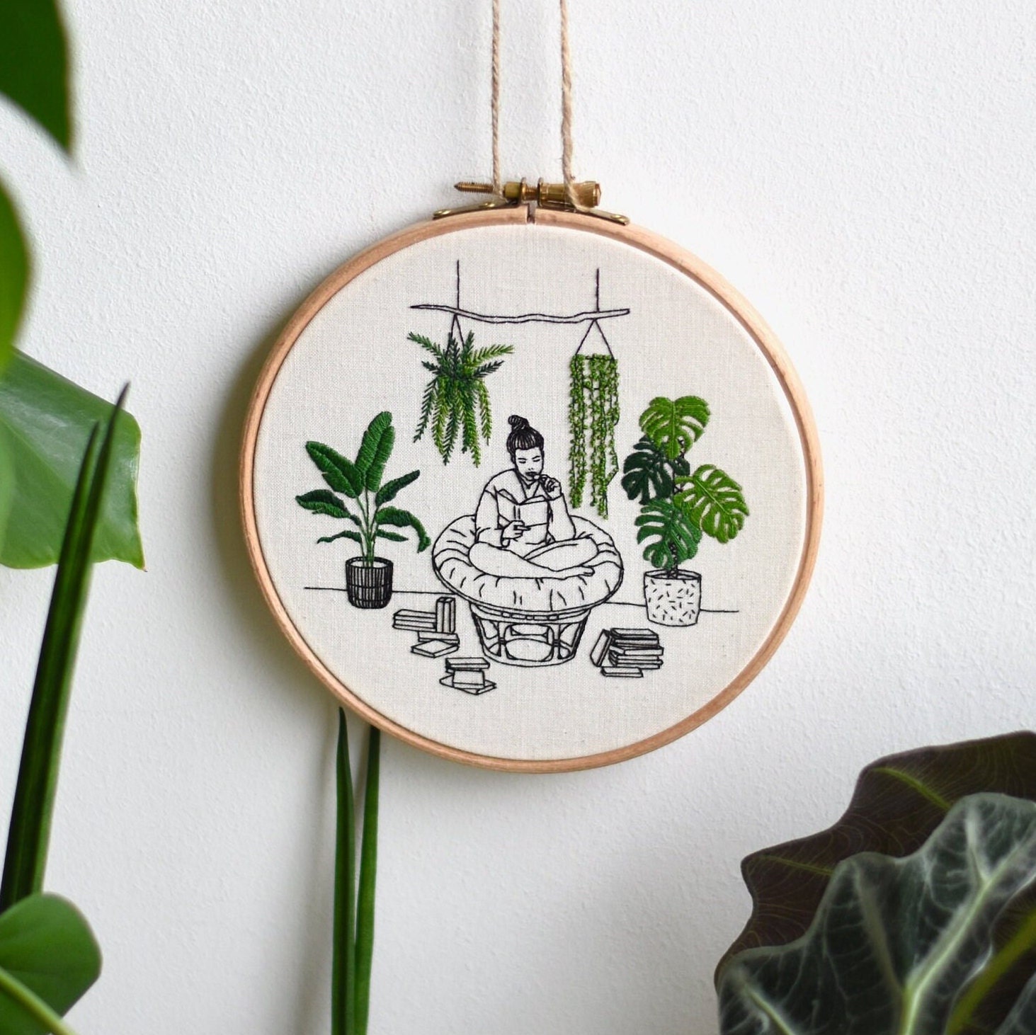Bookworm Embroidery Pattern Pdf-contemporary Modern Beginner Plant Book ...