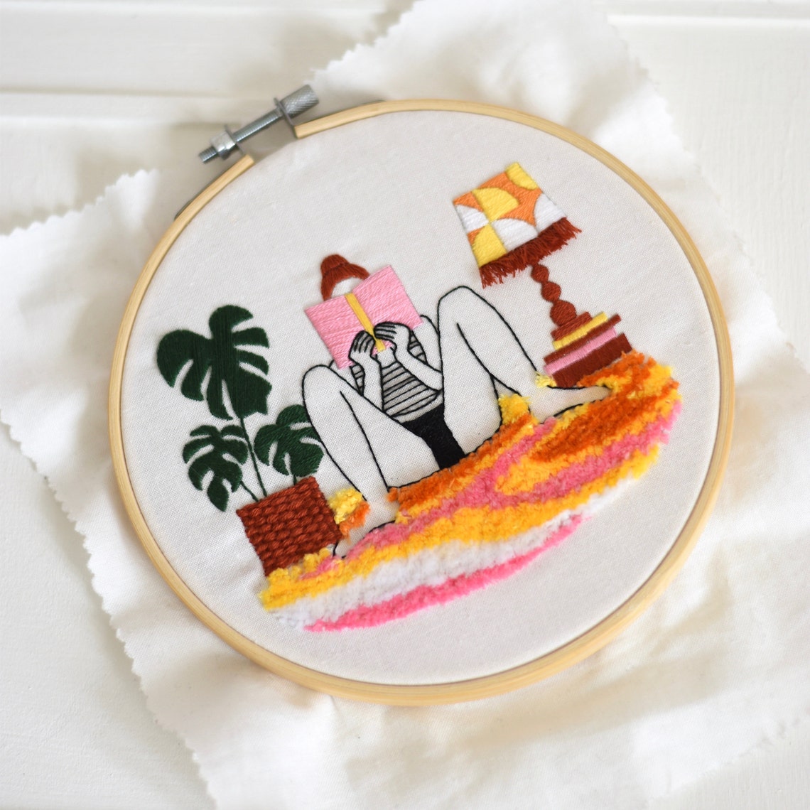 Groovy Embroidery Pattern PDF Plant Retro Modern Girl - Etsy