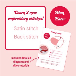 Man-eater Embroidery Pattern PDF - Feminist Beginner Modern Hand ...