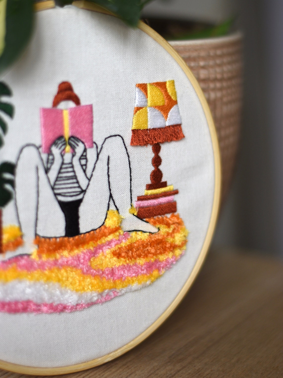 Groovy Embroidery Pattern PDF Plant Retro Modern Girl - Etsy