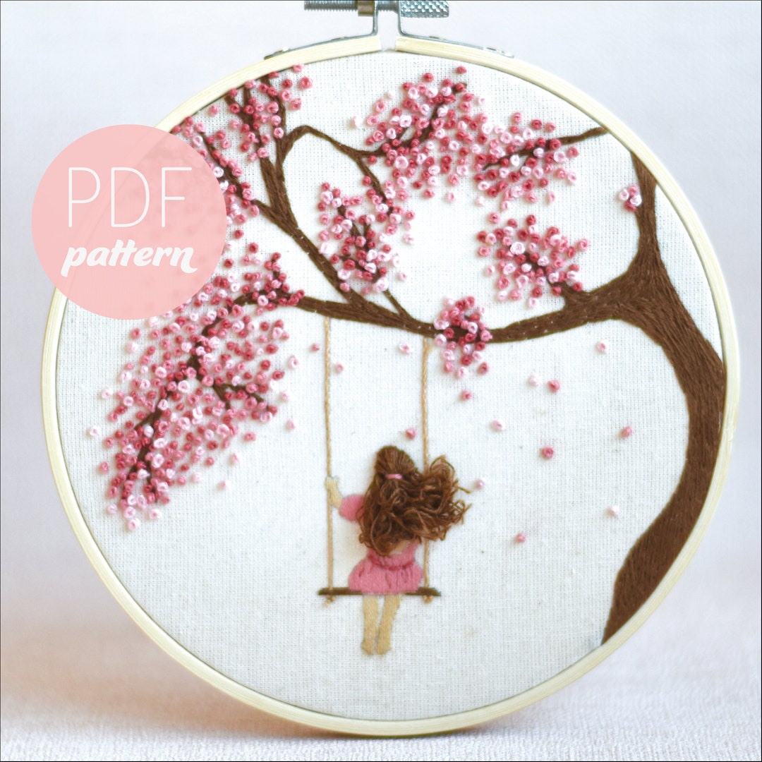 Blossom Embroidery Pattern Pdf-modern Beginner Spring Summer Tree Plant ...