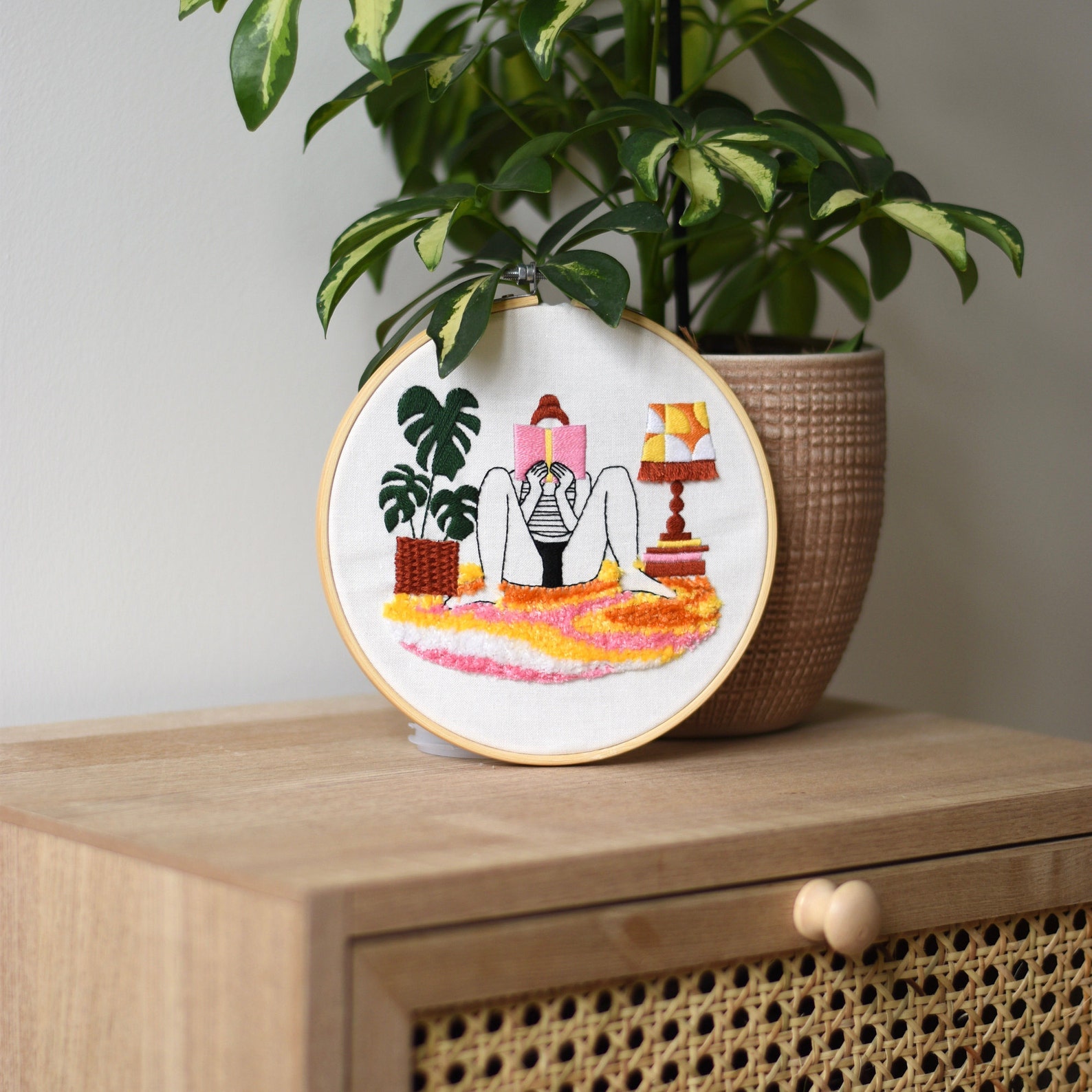 Groovy Embroidery Pattern PDF Plant Retro Modern Girl - Etsy