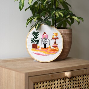 Groovy Embroidery Pattern PDF - Plant Retro Modern Girl Embroidery ...