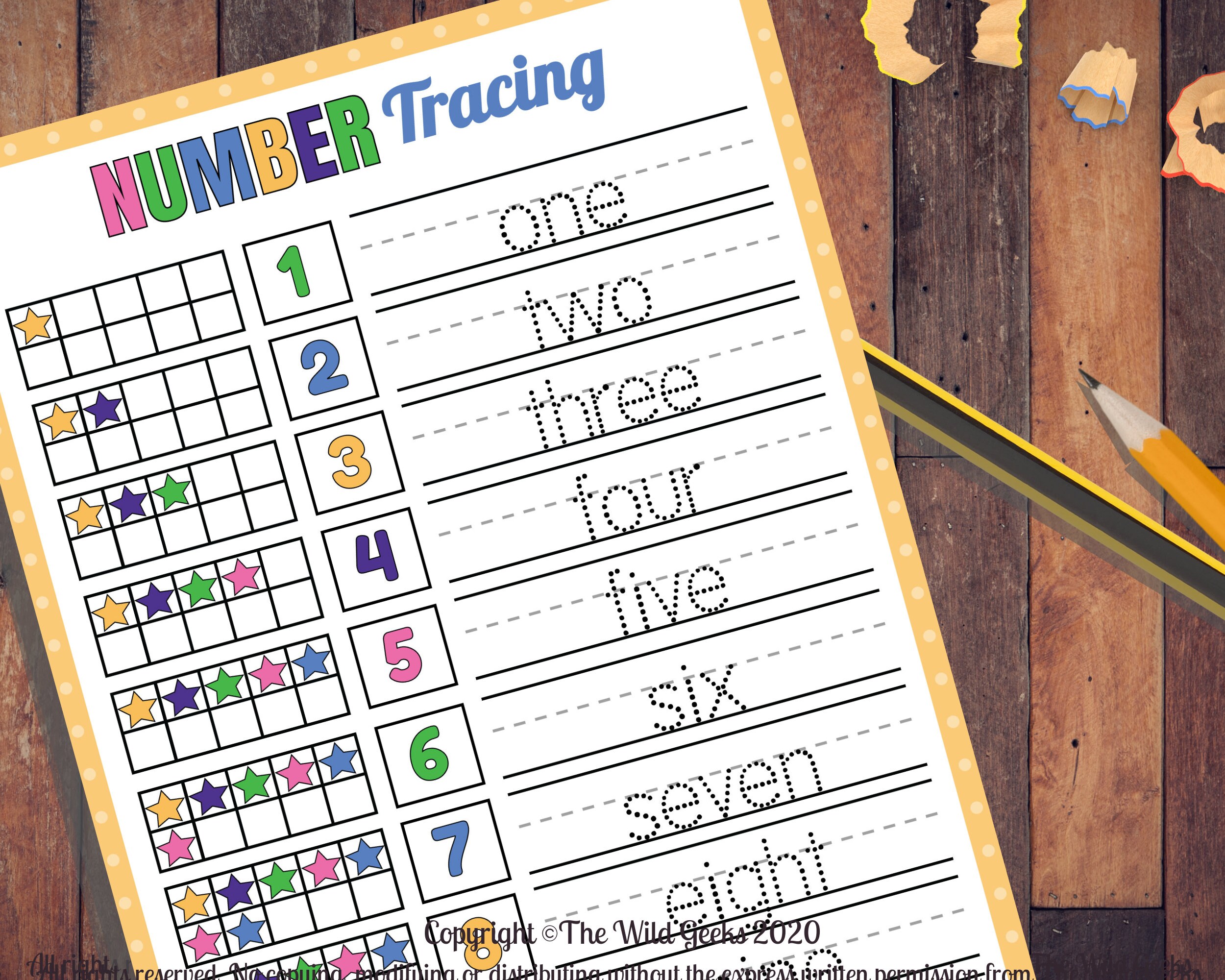 Number Tracing Practice 1-10 Number Matching Activity Preschool Math ...
