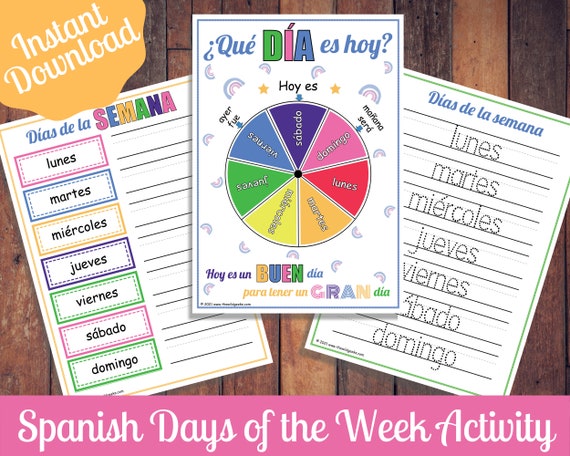 Spanish Days of the Week Activity Learn Spanish Homeschool - Etsy