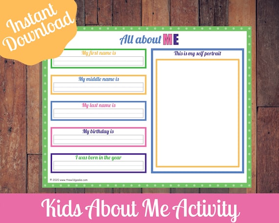 Printable Kids 'About Me' Activity Preschool Life | Etsy