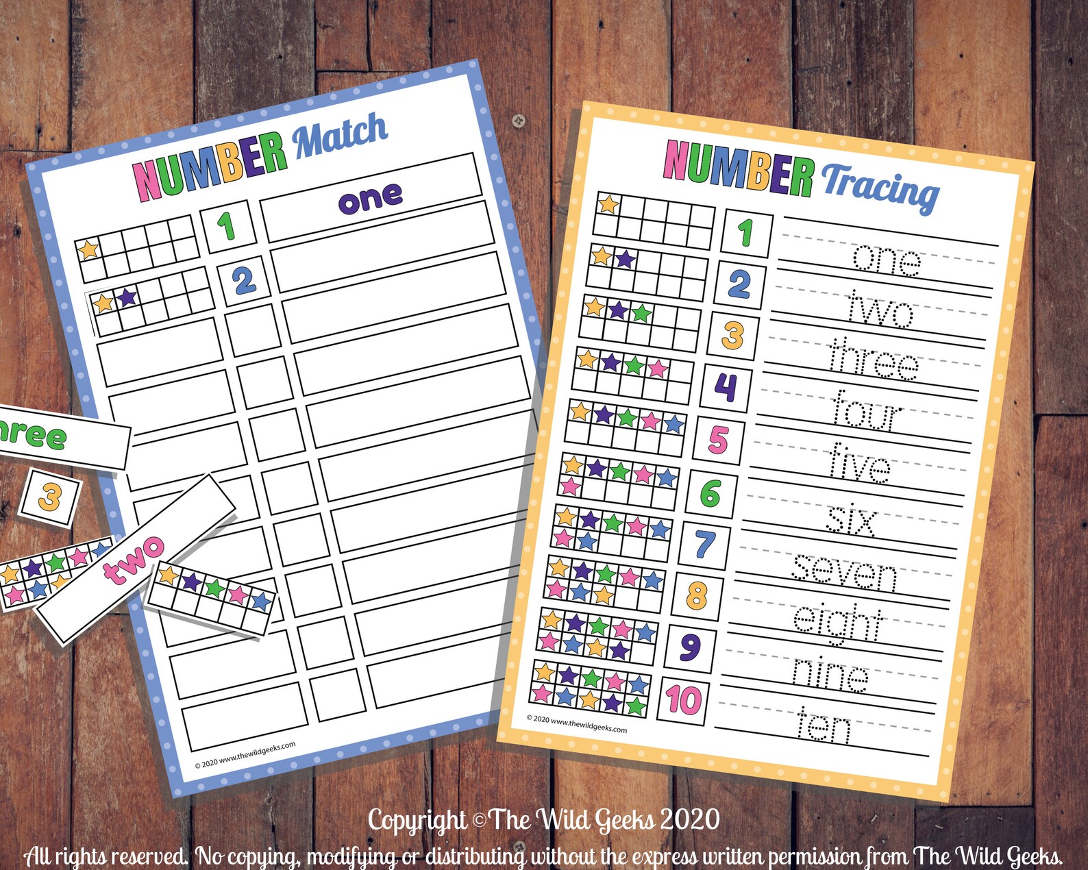 Number Tracing Practice 1-10 Number Matching Activity Preschool Math ...