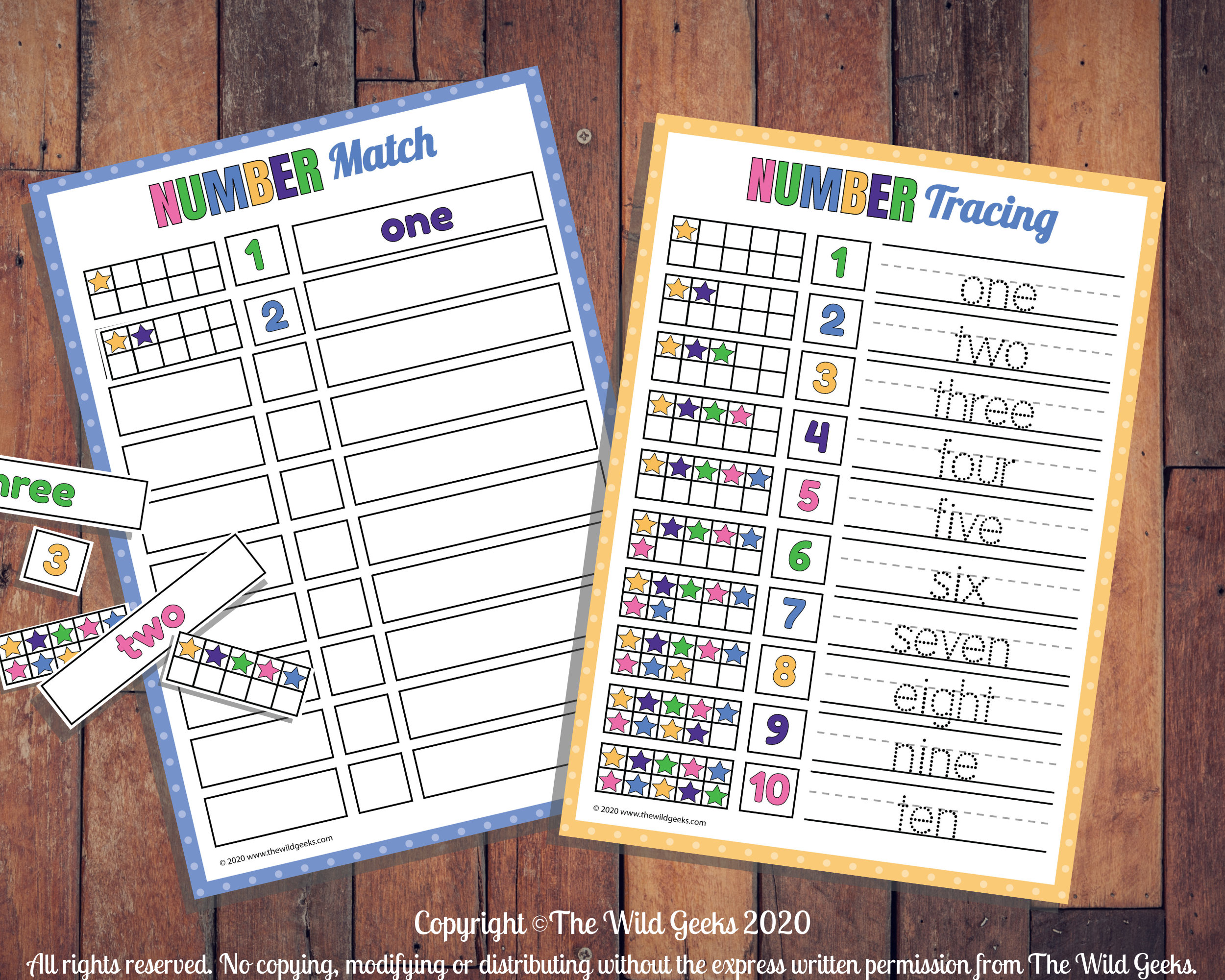 Number Tracing Practice 1-10 Number Matching Activity Preschool Math ...