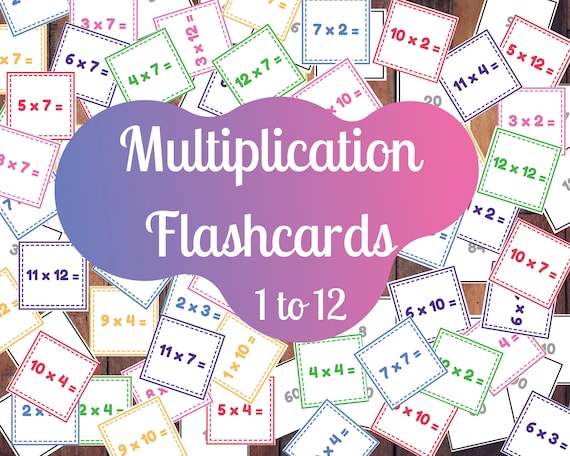 Printable Multiplication Flashcards 1-12 Homeschool | Etsy
