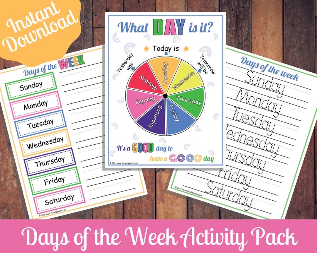 Days of the Week Activity Bundle Kids Calendar Homeschool Printable - Etsy
