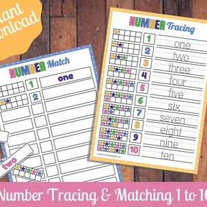 Number Tracing Practice 1-10 Number Matching Activity Preschool Math ...