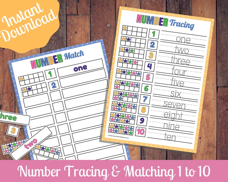 Number Tracing Practice 1-10 Number Matching Activity - Etsy