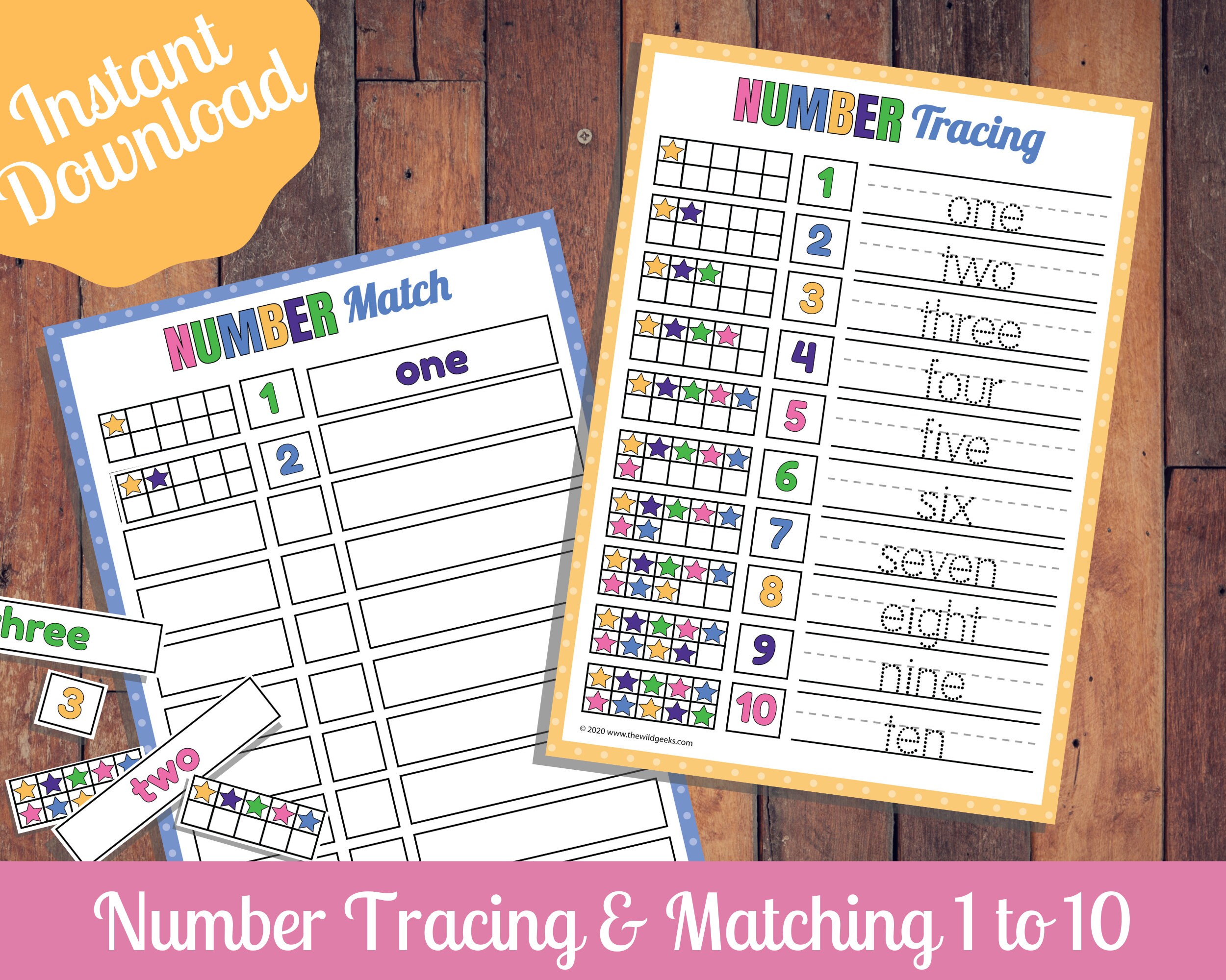 Number Tracing Practice 1-10 Number Matching Activity - Etsy