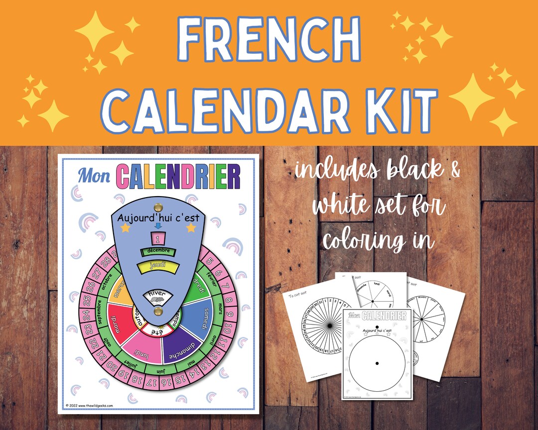 Kids French Calendar Kit Calendrier Français Homeschool - Etsy